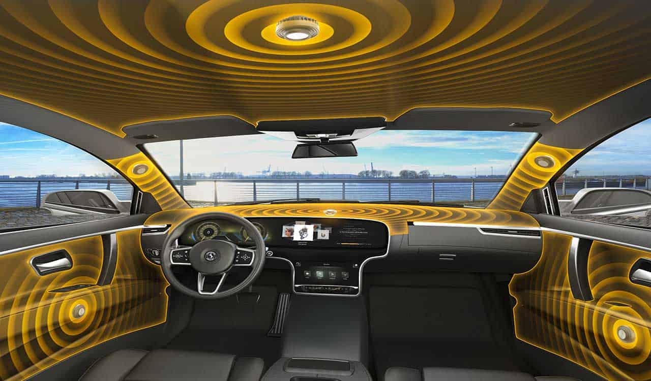Car audio system uses interior surfaces as speakers - Springwise