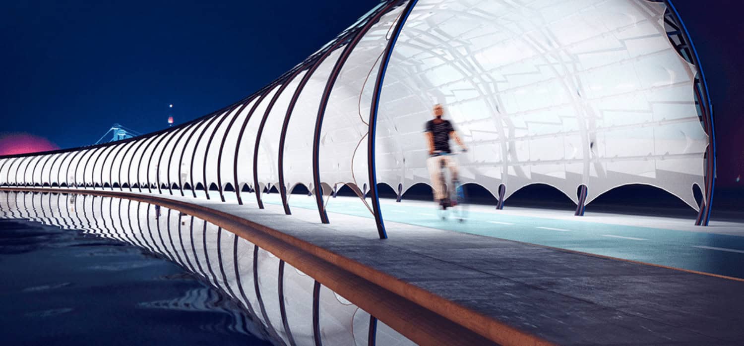 Solar panel covered bike path provides light and electricity - Springwise